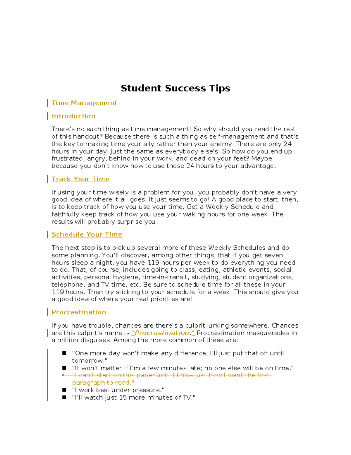Kearis - hjkbjkbkbju - Student Success Tips Time Management ...