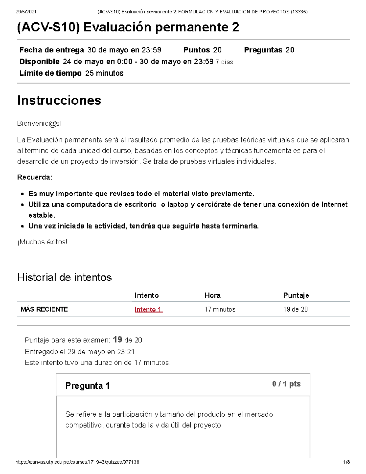 (ACV-S10) Evaluación permanente 2 Formulacion Y Evaluacion DE Proyectos (13335) - (ACV-S10 ...