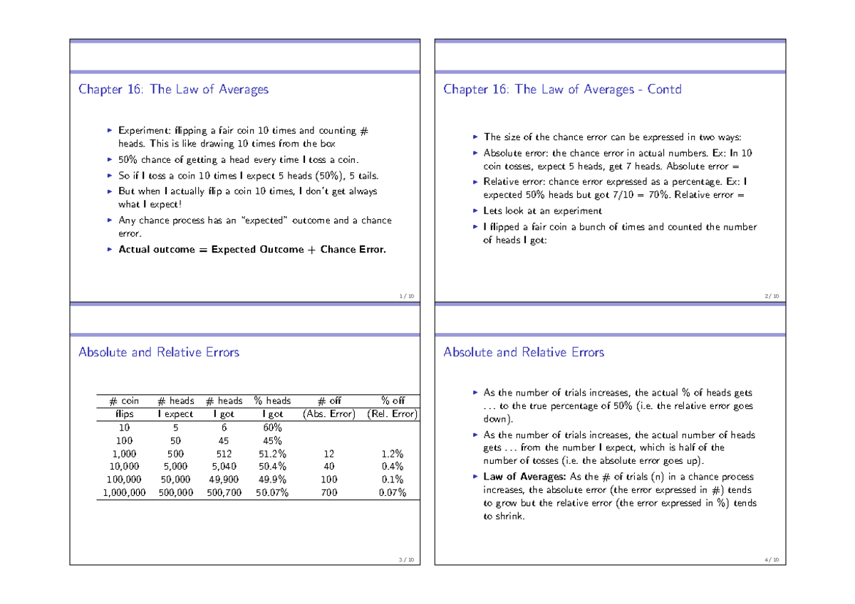 Chapter 1617 Handout - 2016/2017 - Chapter 16: The Law of Averages ...