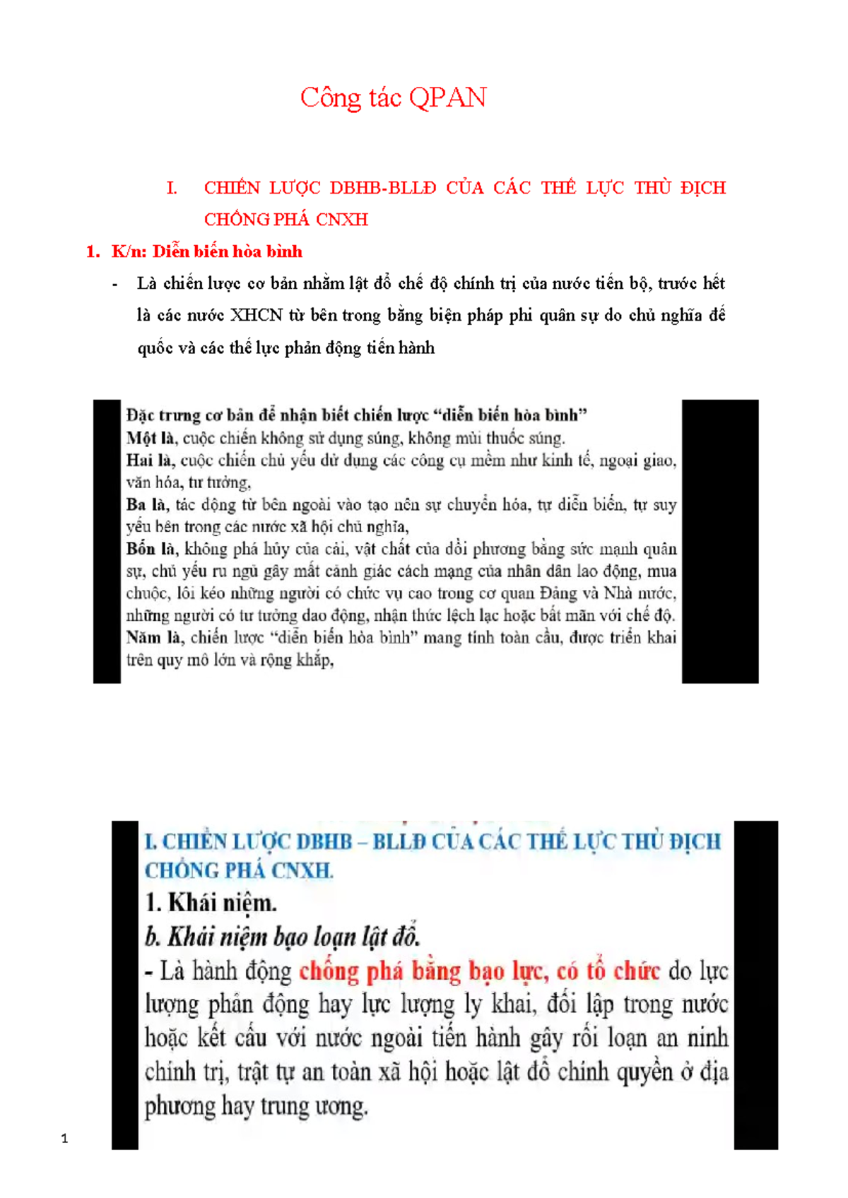Công tác QPAN - CHIẾN LƯỢC DBHB-BLLĐ CỦA CÁC THẾ LỰC THÙ ĐỊCH CHỐNG PHÁ CNXH 1. K/n: Diễn biến ...