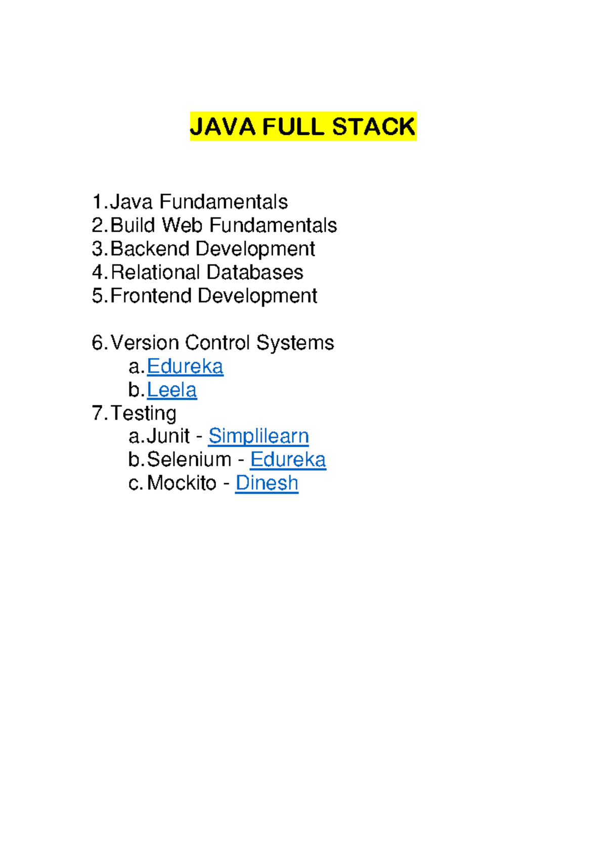 JAVA FULL Stack - nothing - Web Designing And Development - JAVA FULL STACK Java Fundamentals ...