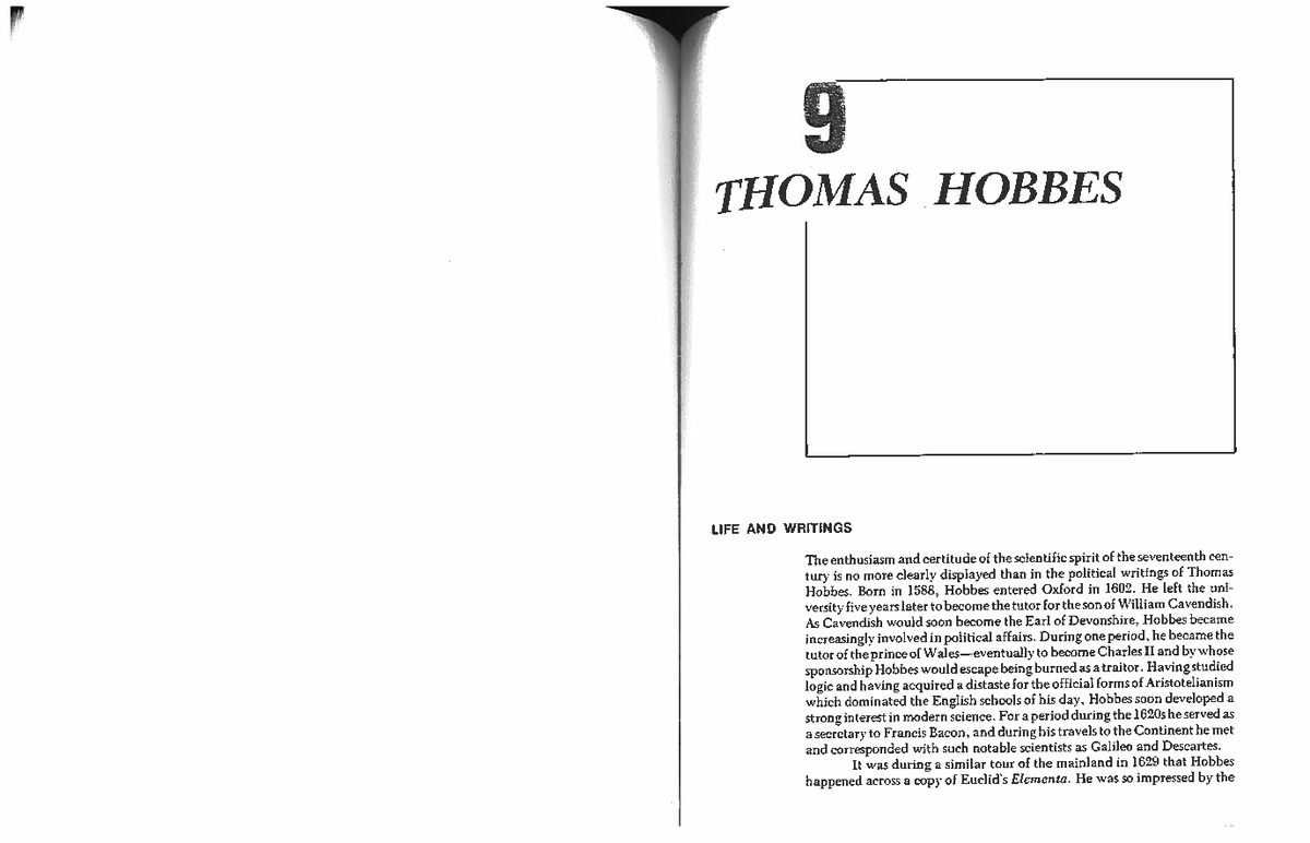 Hobbes and Locke - The readings on social contract theory - 9 THOMAS ...