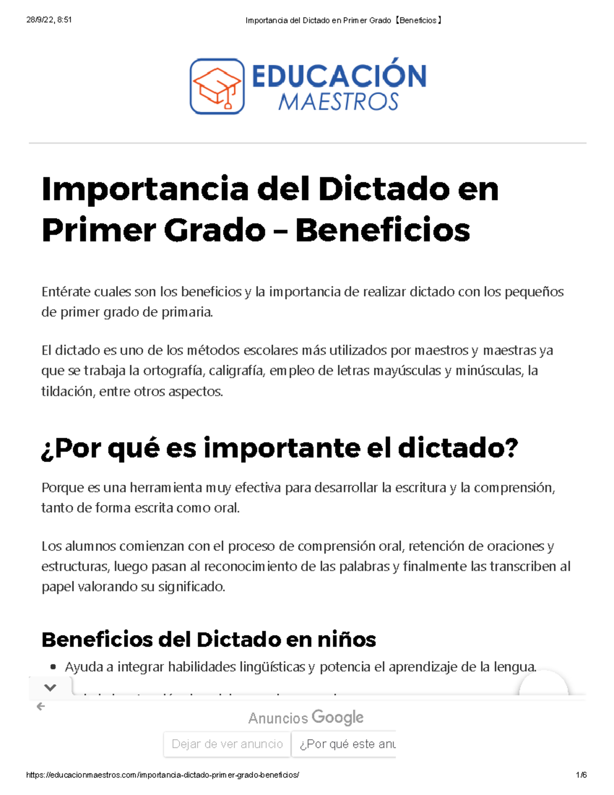 Importancia del Dictado en Primer Grado【Beneficios】 - Importancia del ...