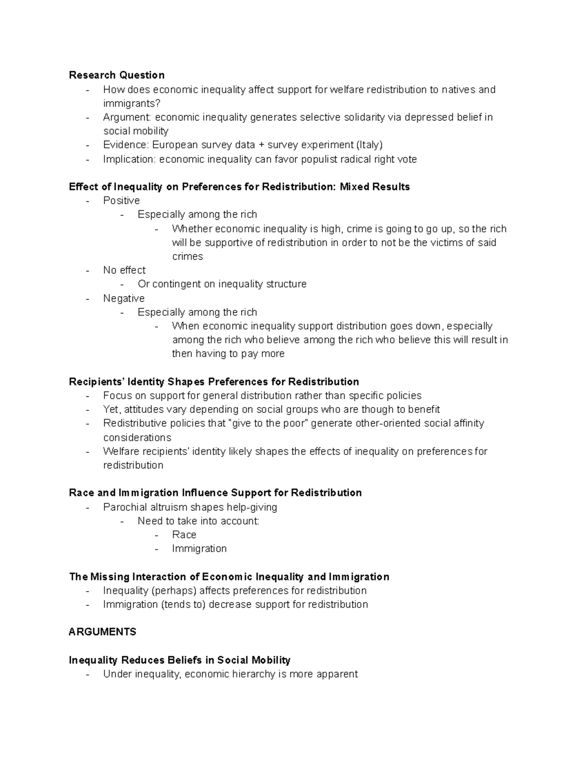 Economic Inequality, Immigrants, and Selective Solidarity - Research ...