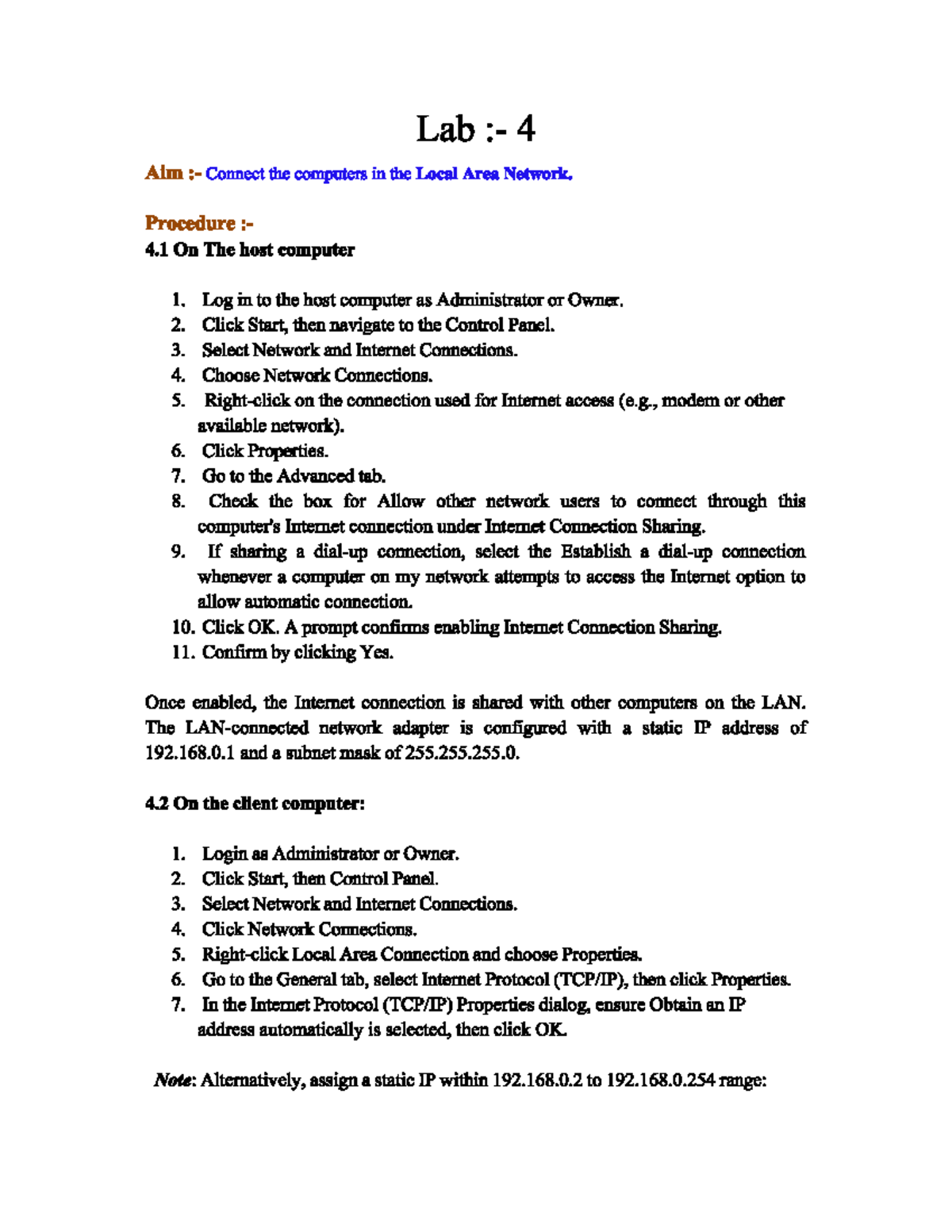 Ex-4 CN - Bachelor Of Computer Applications - Studocu