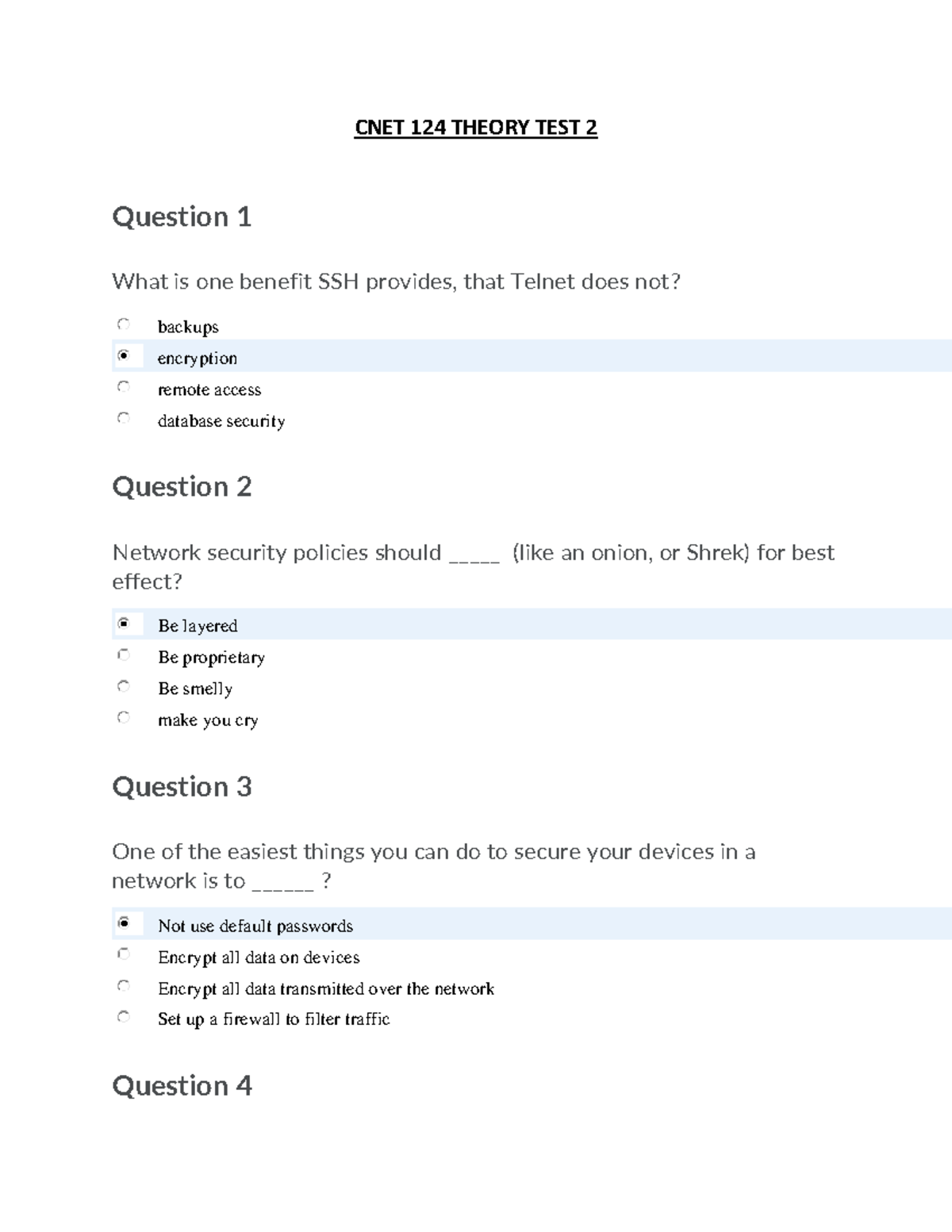 CNET 124 Networking Theory Test 2 - Finals - CNET 124 THEORY TEST 2 ...
