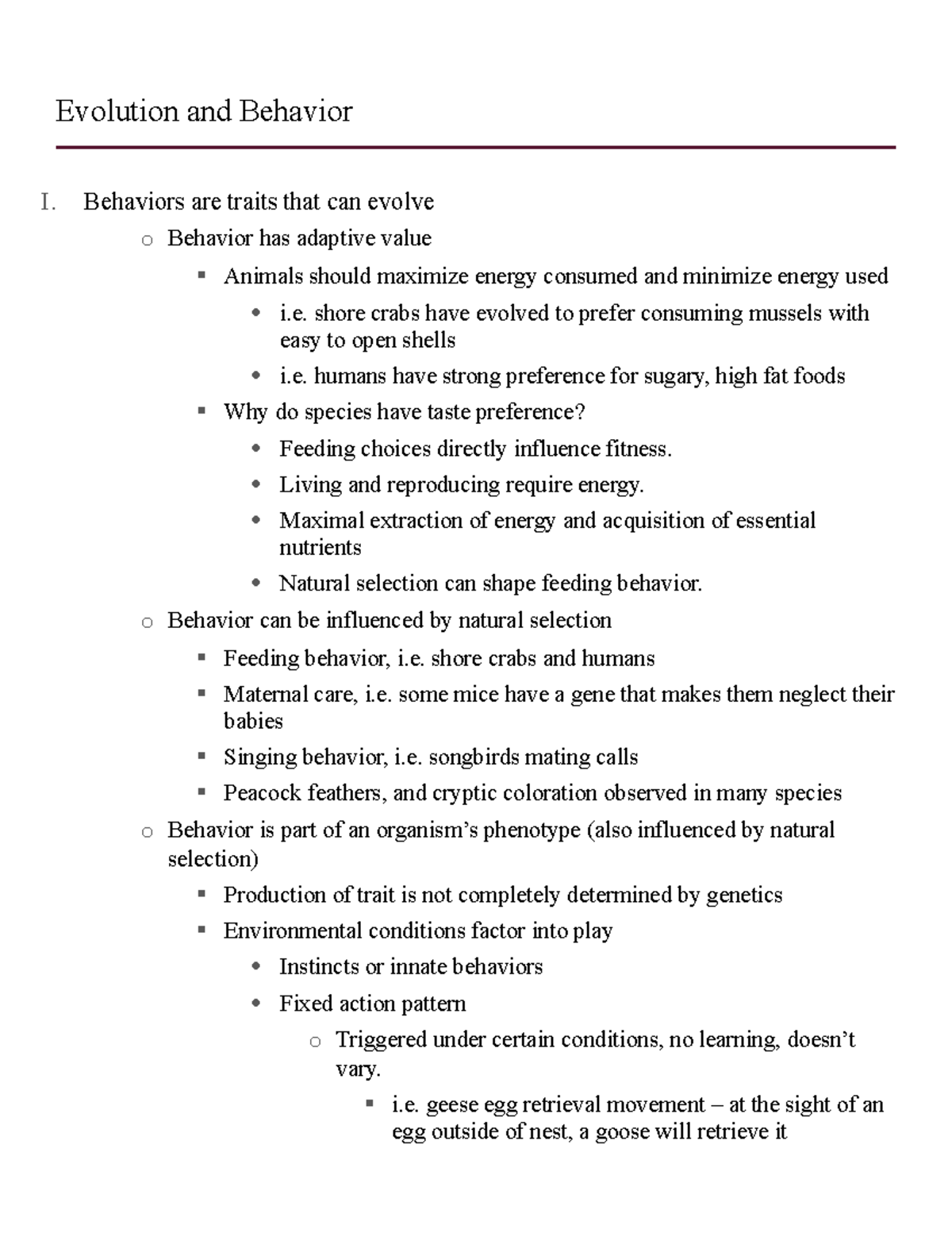 Bio109: Evolution and Behavior - BIO 109 - Studocu