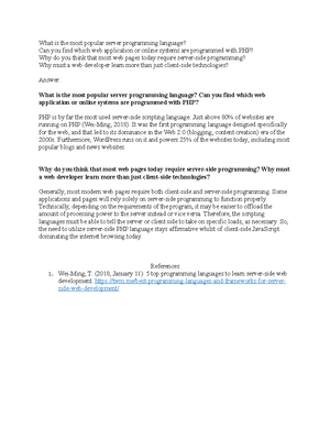 Discussion Unit 6 (Web Programming I) - What is AJAX? What are the main ...