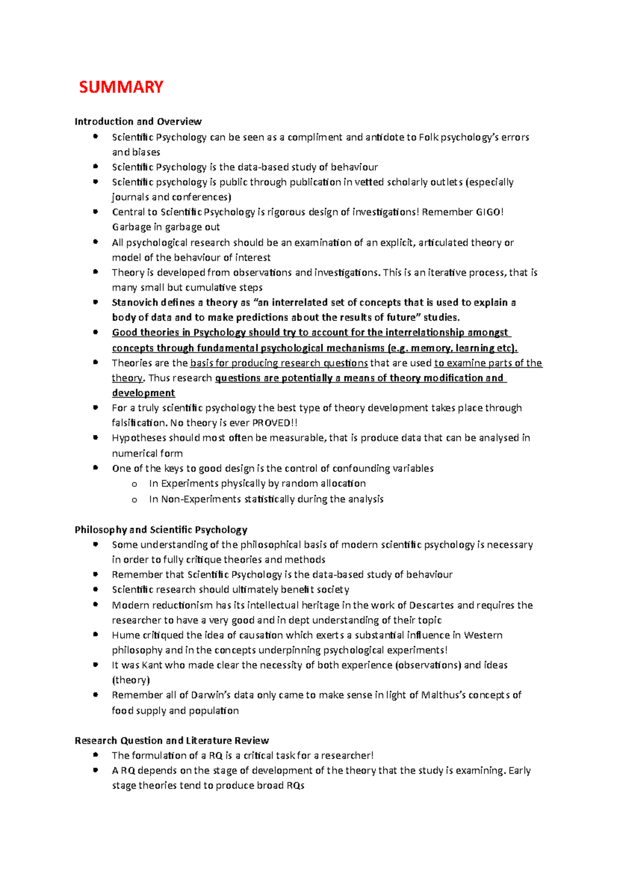 Research Design EXAM Notes - SUMMARY Introduction and Overview ...