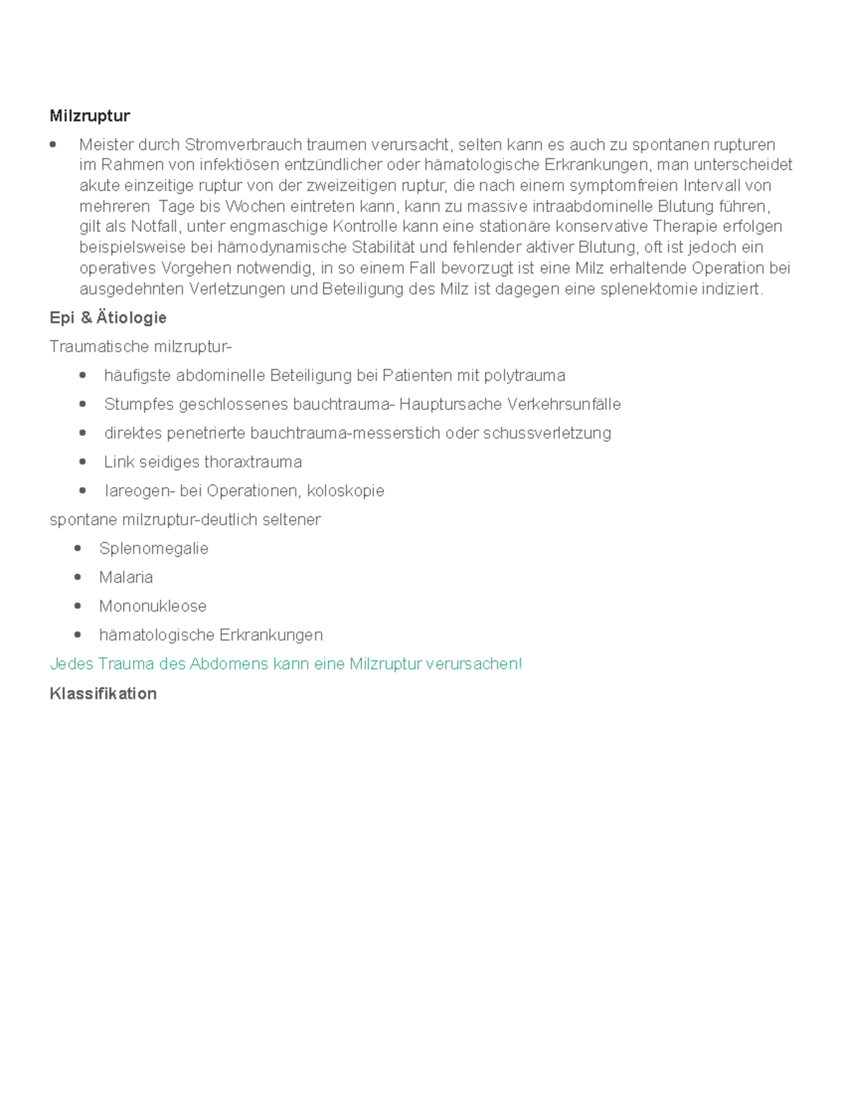 Записки Milzruptur - Die wichtigsten Stichpunkte zu diesem Thema, gute ...