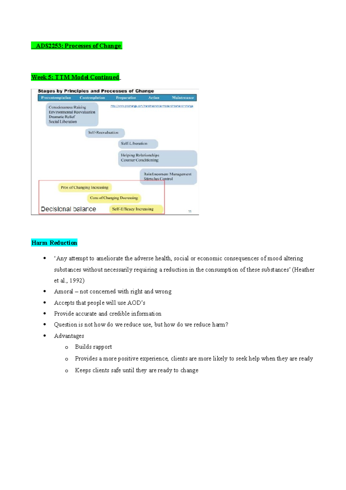 ADS2253 Week 5 - Lecture Notes - ADS2253: Processes of Change Week 5 ...