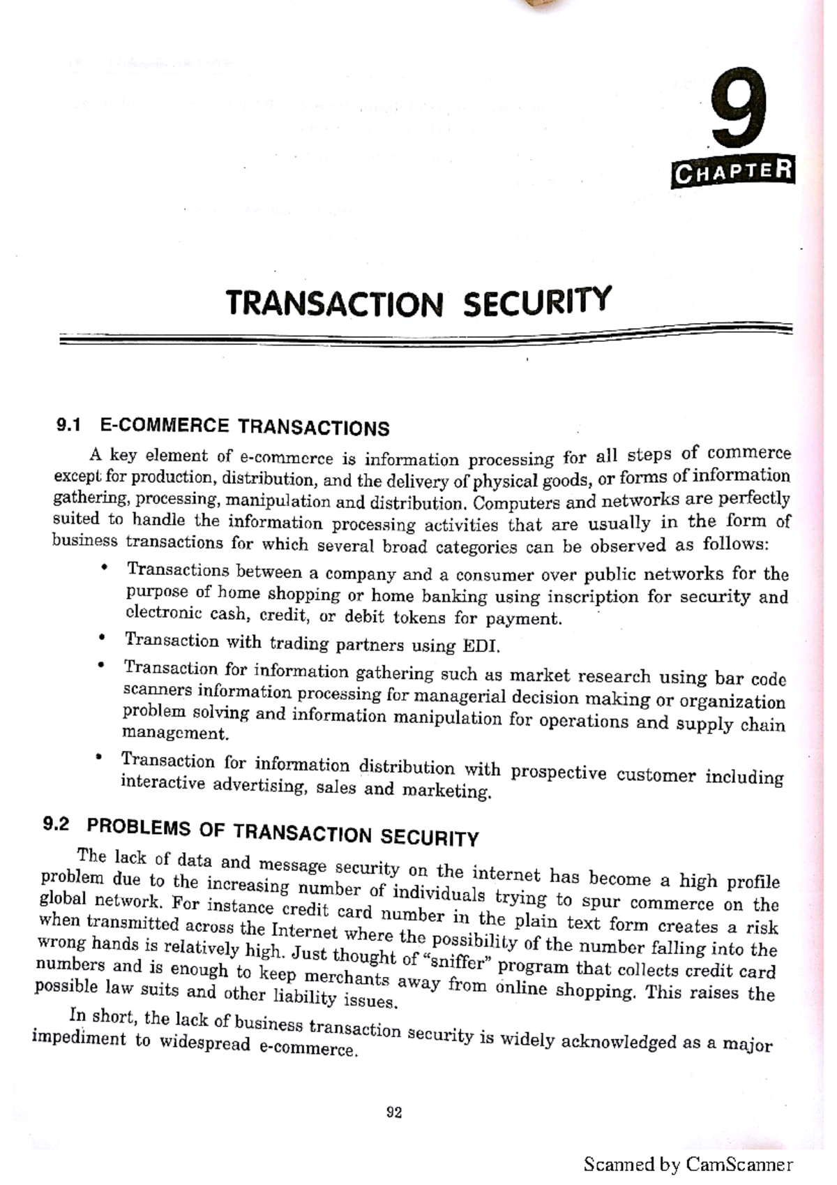 CH 9 Transaction Security - E-Commerce - Studocu
