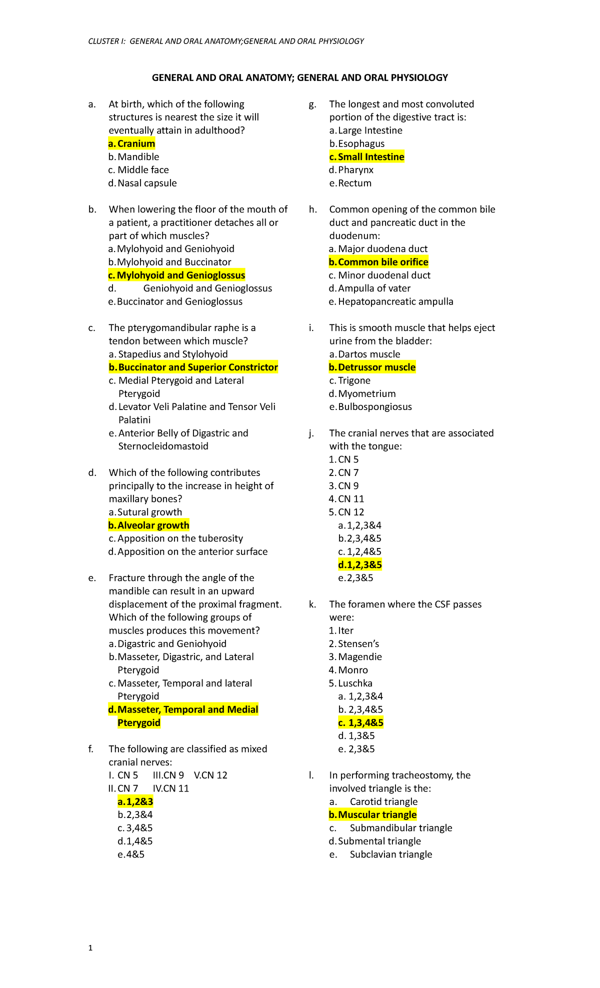Cluster-I - Reviewer for pre-board - CLUSTER I: GENERAL AND ORAL ...