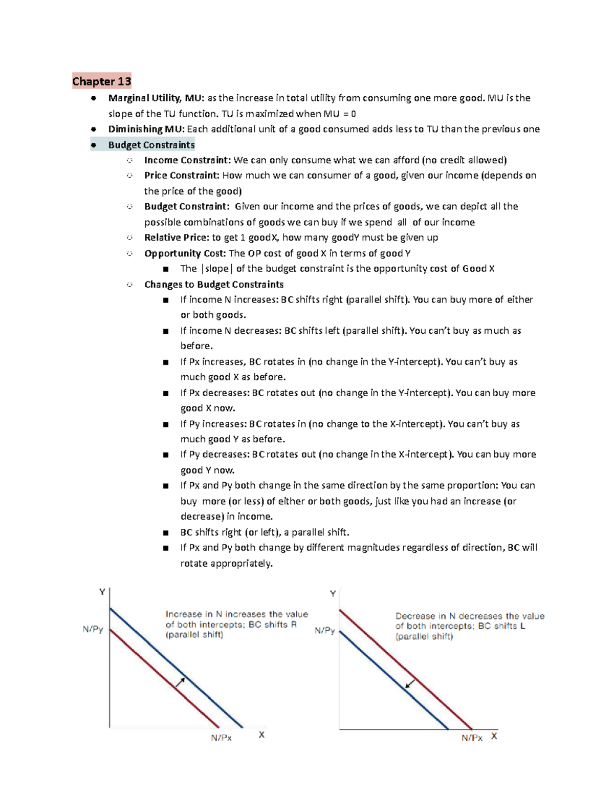 Econ Chapter 13 - Chapter 13 Marginal Utility, MU: as the increase in ...