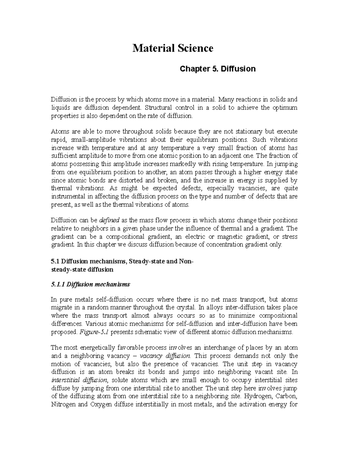 5. Diffusion - Material Science Chapter 5. Diffusion Diffusion is the ...