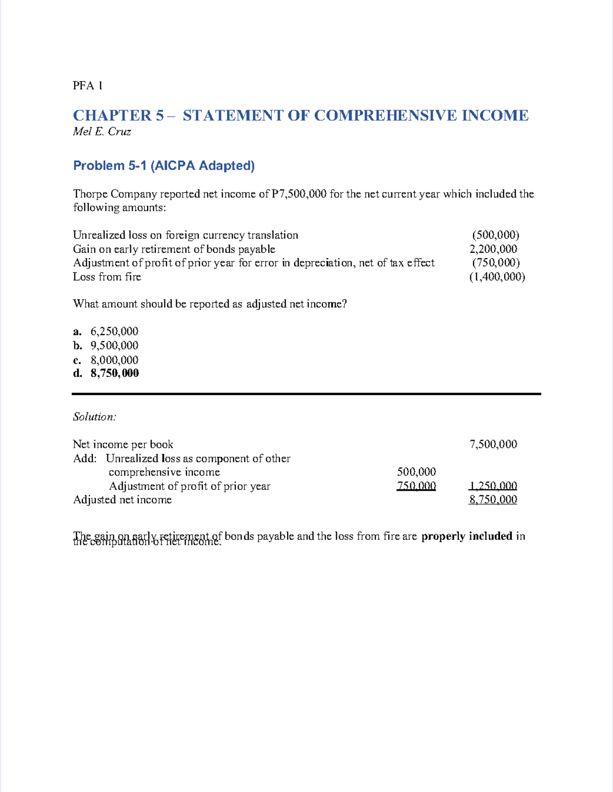 Pdf-cfas-pfa-05 compress - PFA 1PFA 1 CHAPTER 5CHAPTER 5 – – STATEMENTSTATEMENT OF COMPREHOF ...