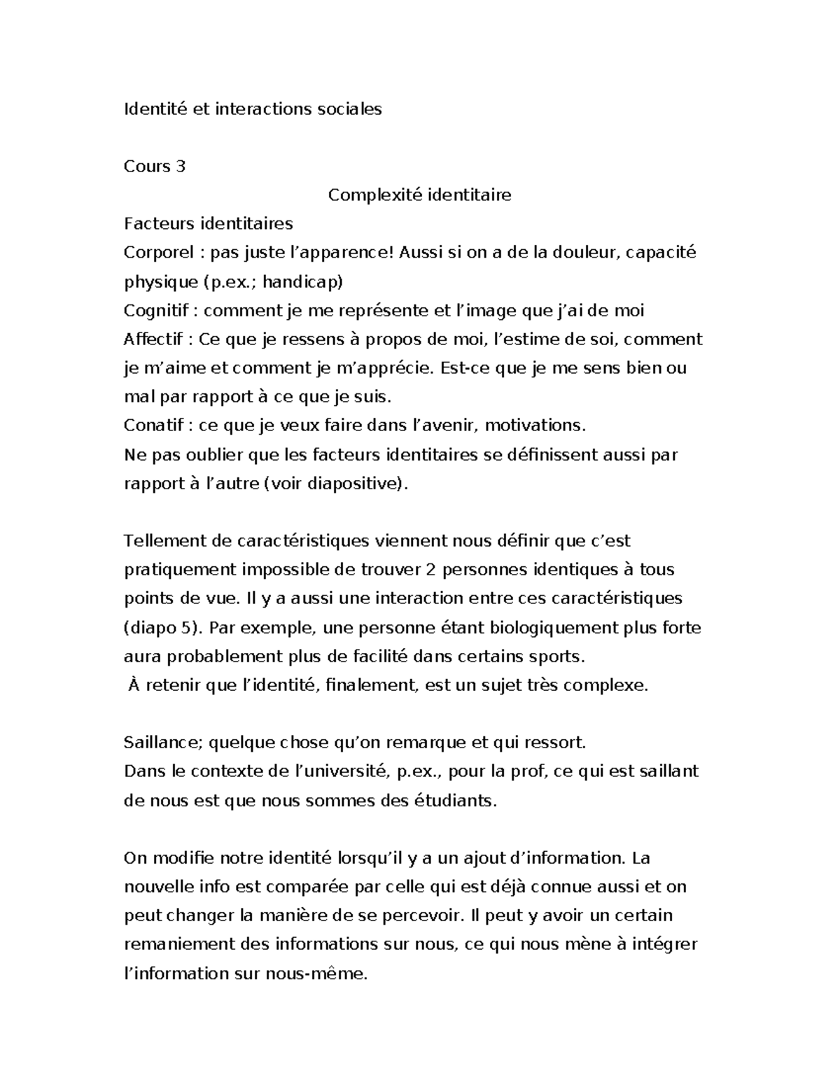 Identité et interactions sociales C3 - Identité et interactions ...