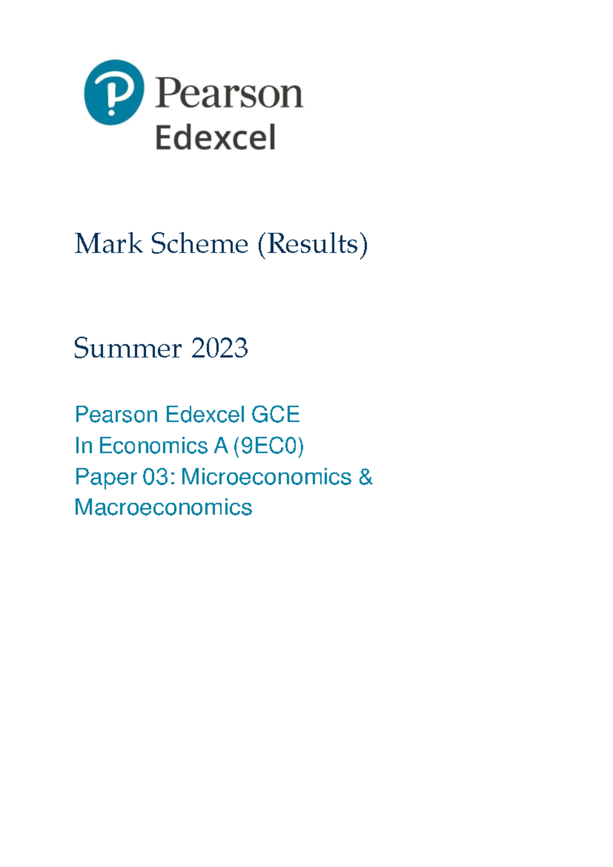 9EC0 03 rms 20230817 - IB/M/Jun23/E3 - Mark Scheme (Results) Summer ...