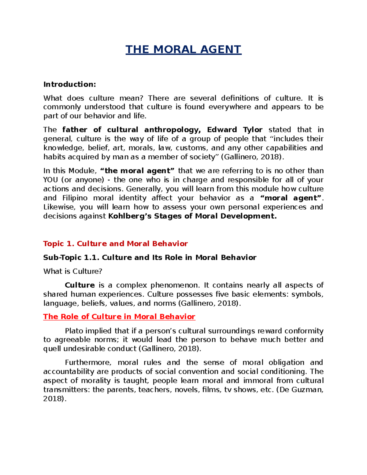 Ethics-THE Moral Agent - THE MORAL AGENT Introduction: What does ...