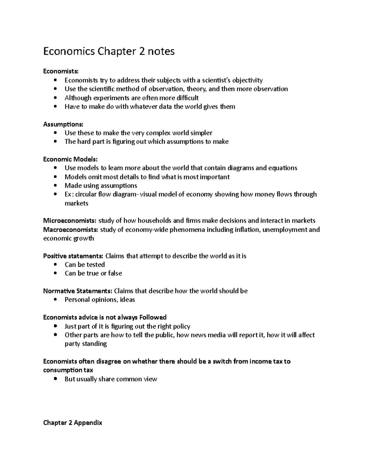 Economics Chapter 2 notes - Economics Chapter 2 notes Economists ...