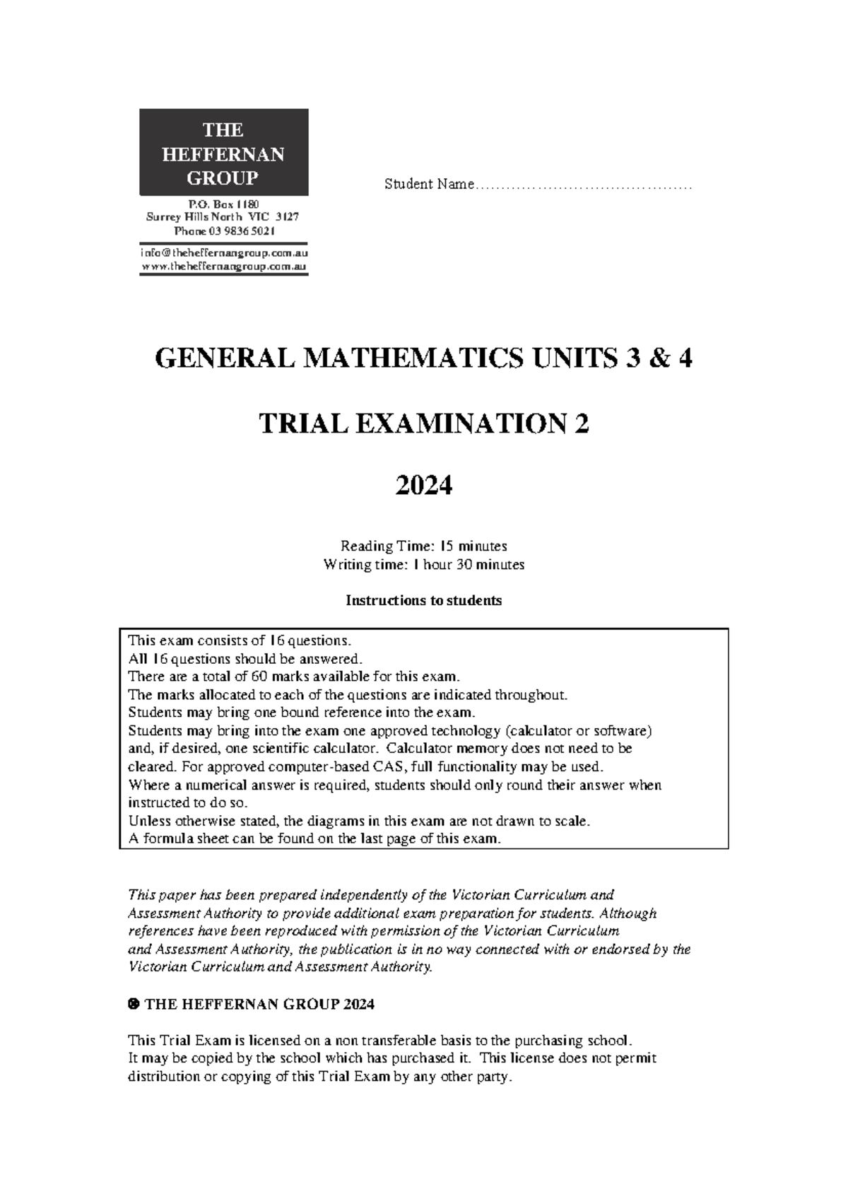 03 Heffernan Units 3 & 4 Exam 2 - `` Student Name