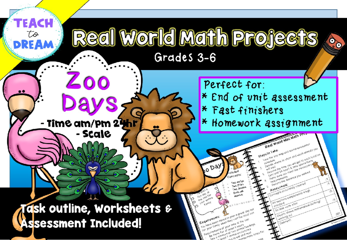 Elapsed Time Real Life Math Projects 24hour Time Math PBLZoo Days-1 ...