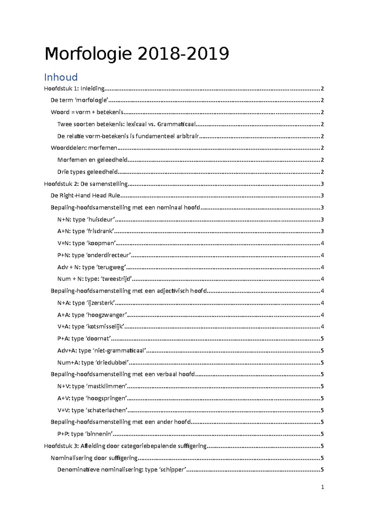 Samenvatting Morfologie - Morfologie 1: term vorm soorten betekenis ...
