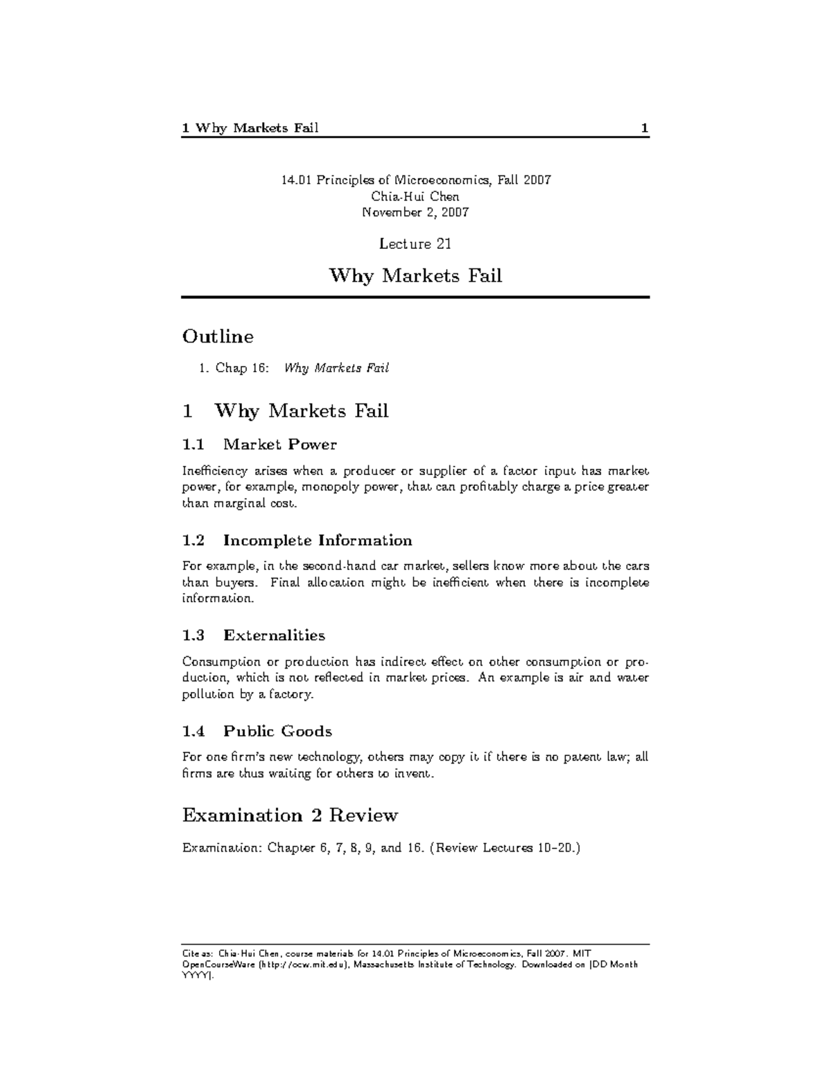 Why Markets Fail - 1 Why Markets Fail 1 14 Principles of Microeconomics ...