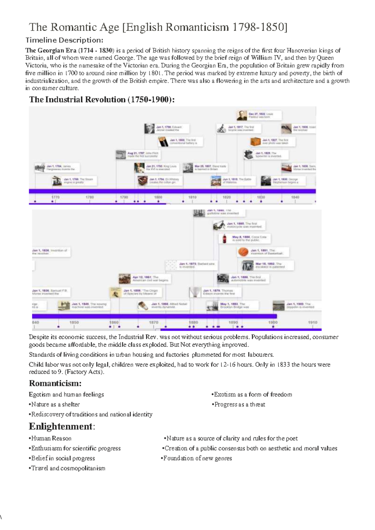 Riassunto cultura inglese II - The Romantic Age [English Romanticism ...