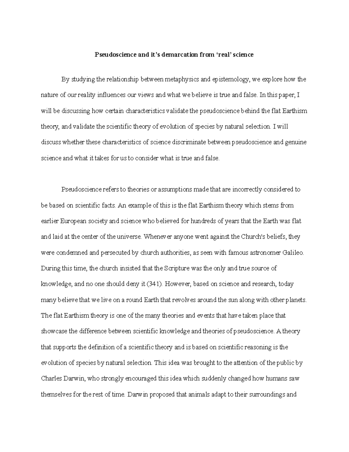 Pseudoscience Theory Essay - Pseudoscience and it’s demarcation from ...