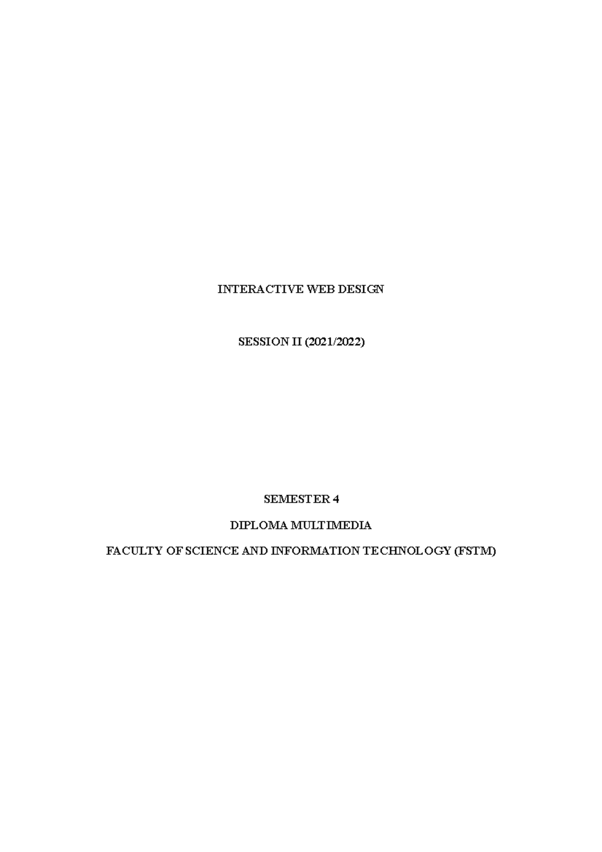 1- Interactive WEB Design - INTERACTIVE WEB DESIGN SESSION II (2021/ ...