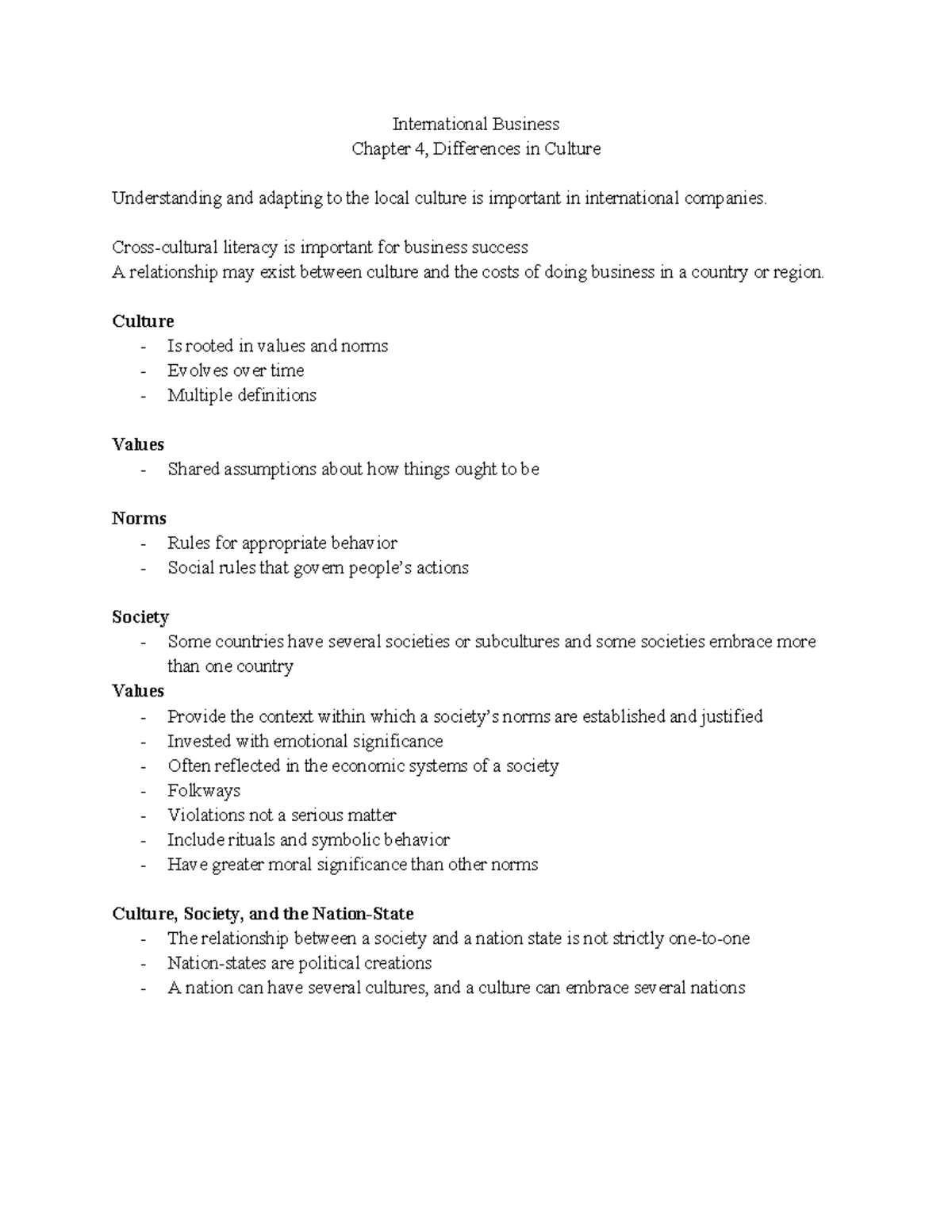 International Business - International Business Chapter 4, Differences ...