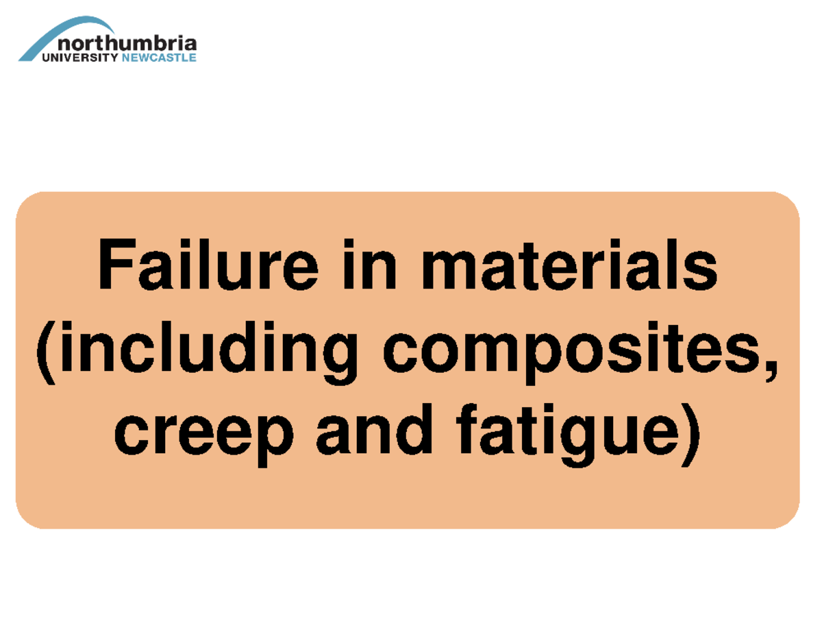 Lecture slides, lecture 7 - Failure in materials (including composites ...