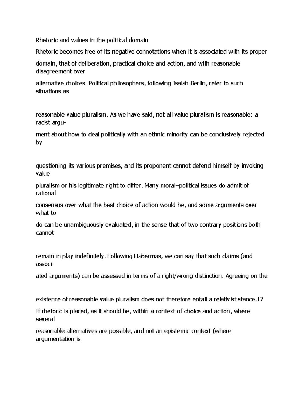 POLITICAL SCIENCE - Rhetoric and values in the political domain ...