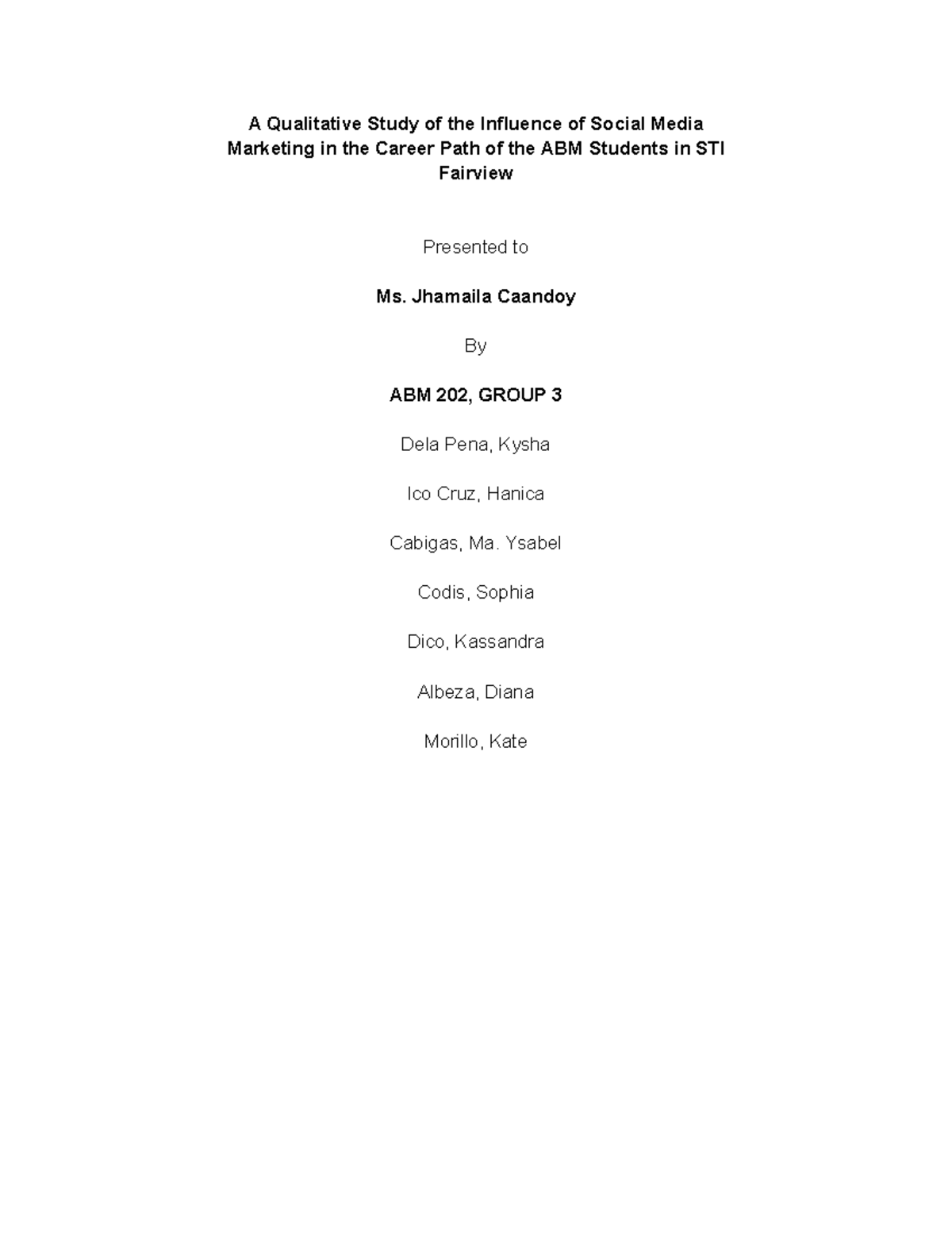 PR1 Chapter 1 Group#3 - A Qualitative Study of the Influence of Social ...