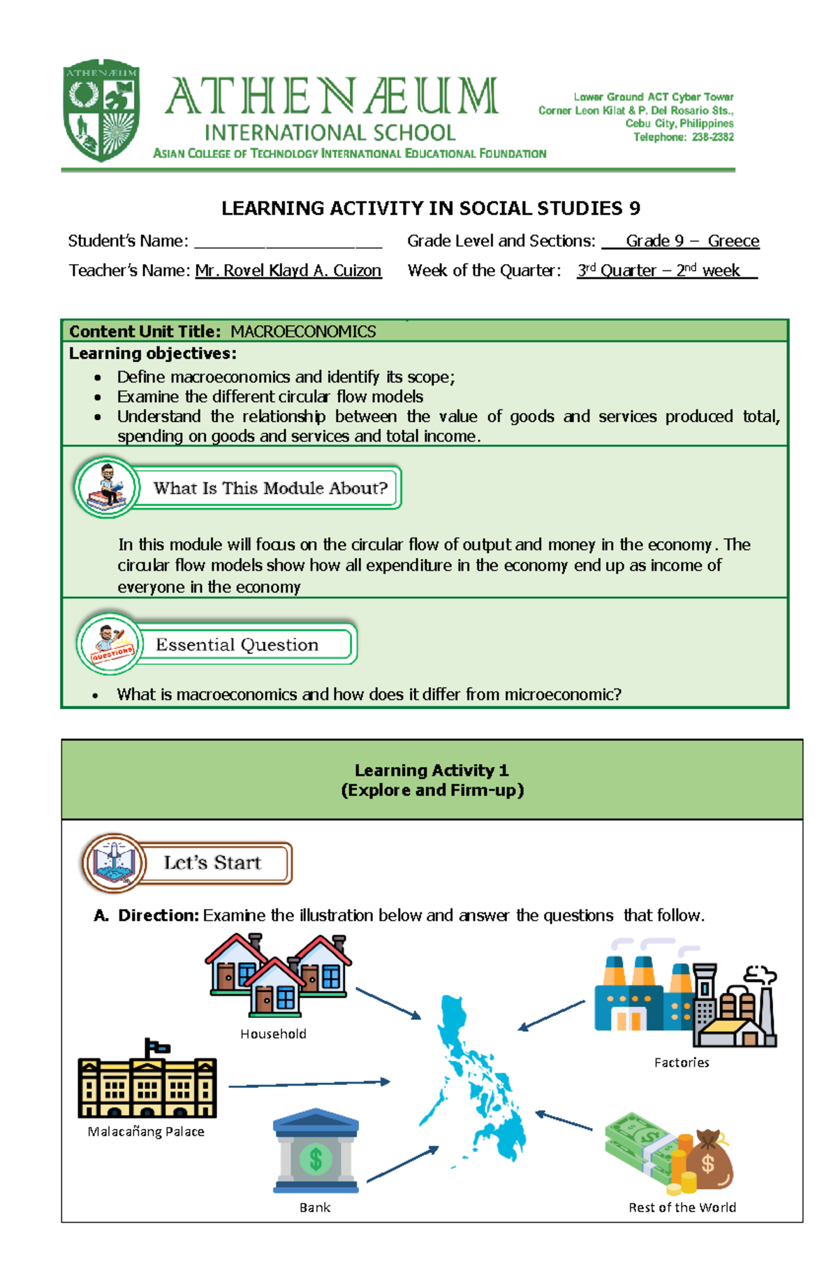 SS9-WLK-2ND WEEK - economics - Learning Activity 1 (Explore and Firm-up ...