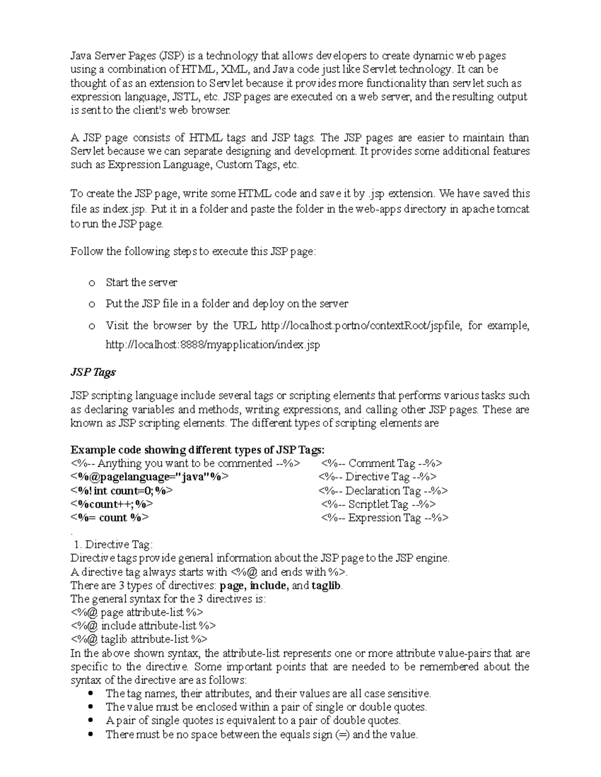 02 Jsp Java Server Pages Jsp Is A Technology That Allows Developers To Create Dynamic Web