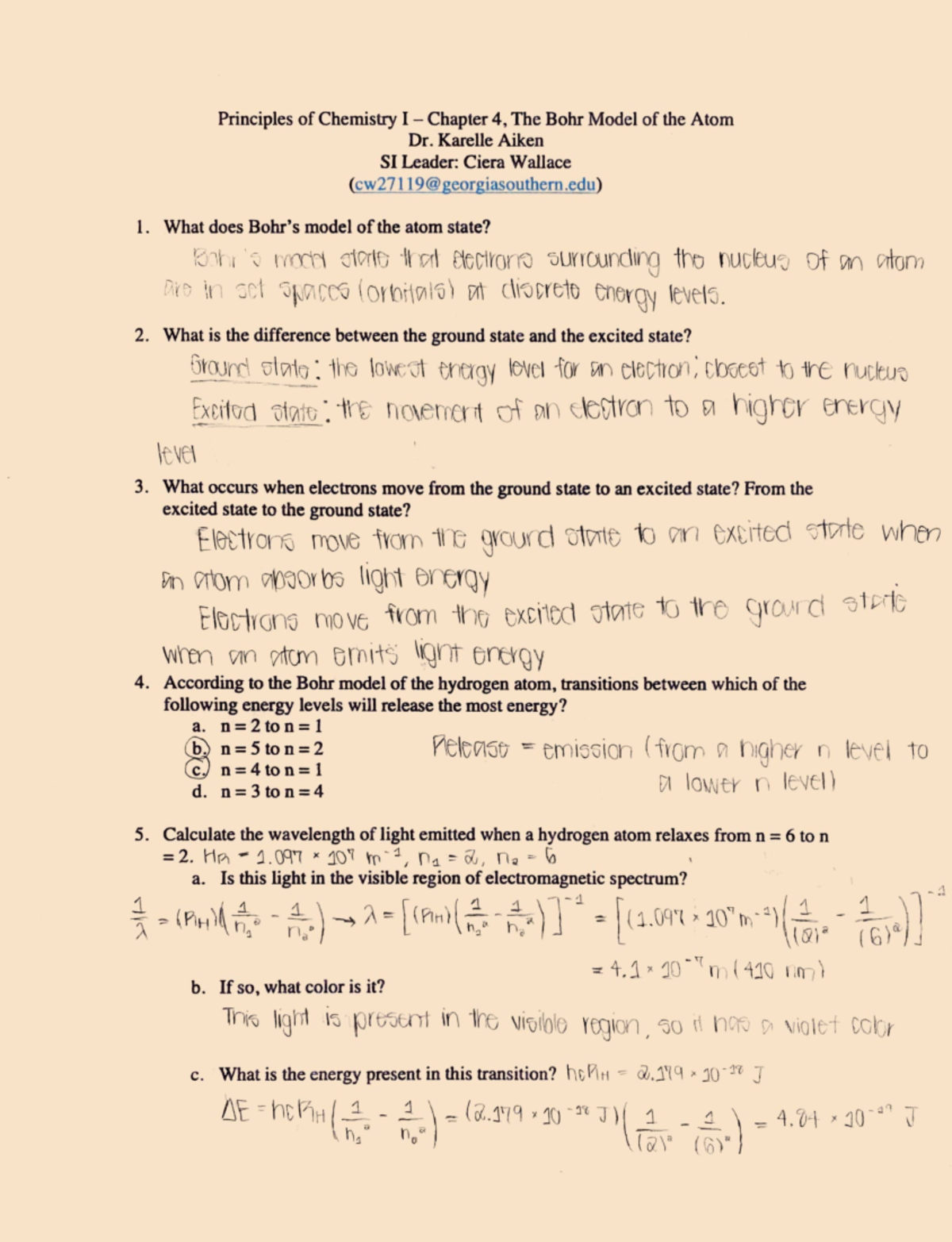 Ch.4 The Bohr Model of an Atom - Principles of Chemistry I - Chapter 4 ...