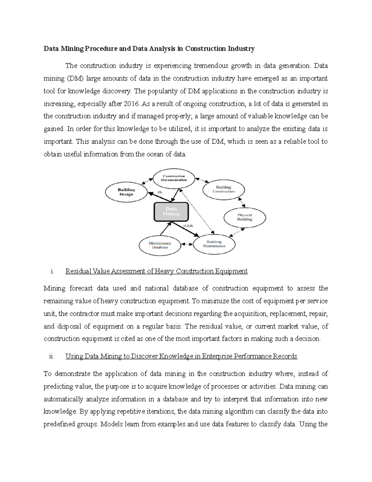 Data Mining Procedure and Data Analysis in Construction Industry - Data ...