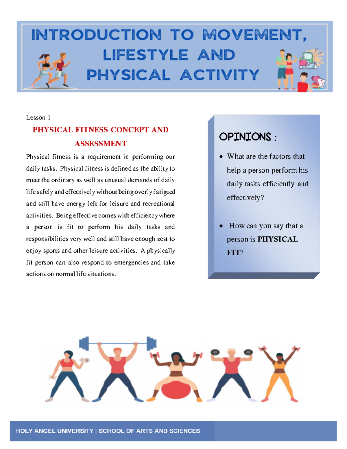 Prelim - Lesson 1 - Lesson 1 PHYSICAL FITNESS CONCEPT AND ASSESSMENT ...