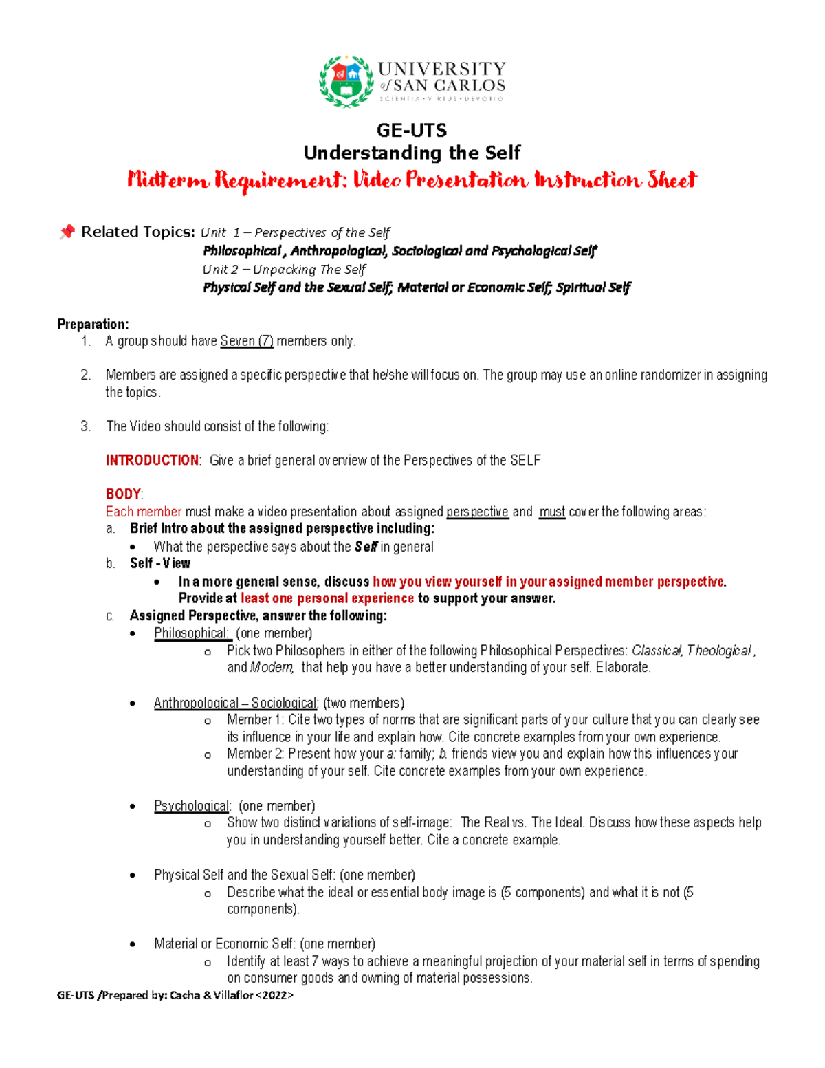 UTS 2023 Midterm Group Exam Instruction Sheet by Cacha and Villaflor ...