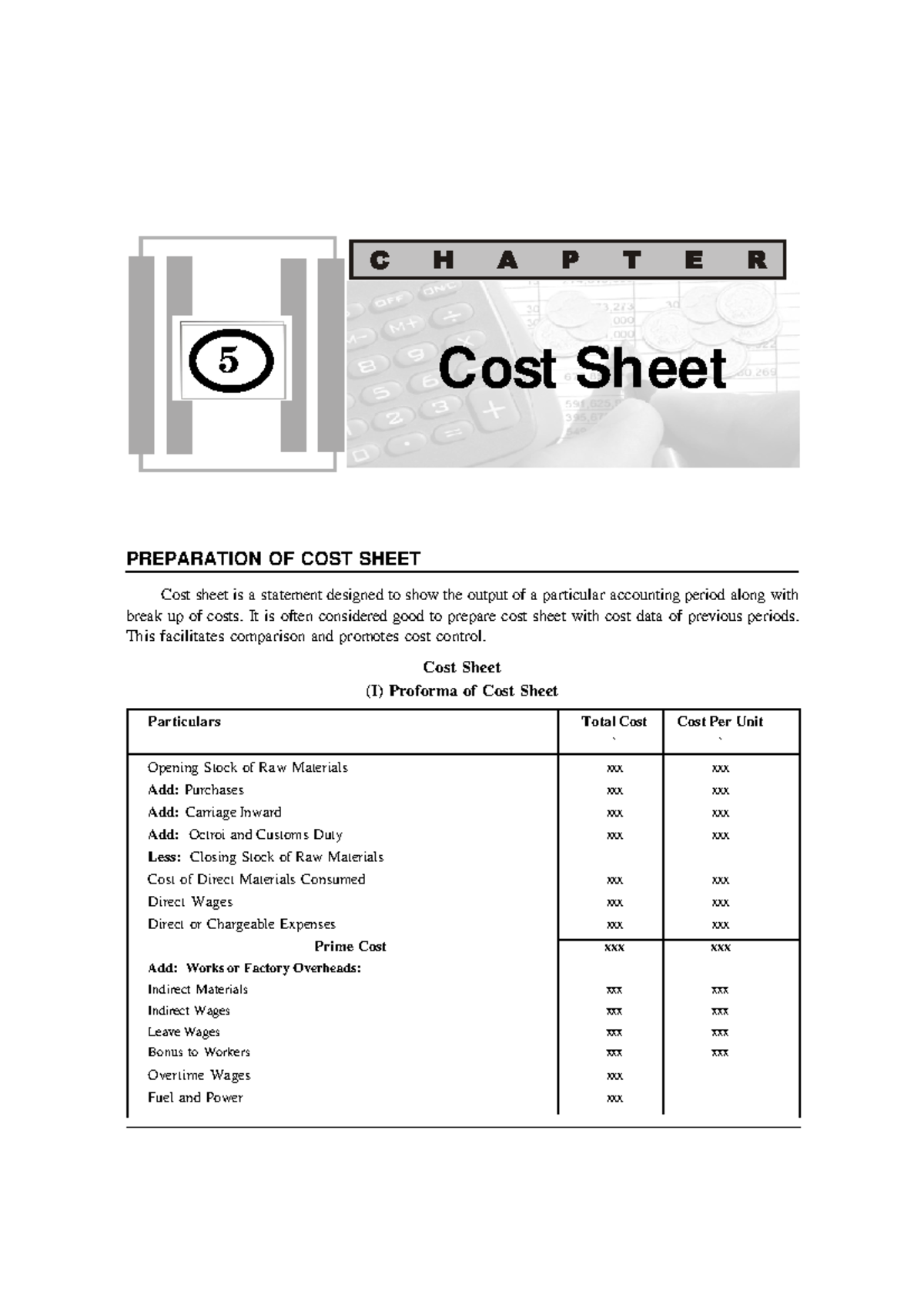 CMA maths practice - class Materials - PREPARATION OF COST SHEET Cost sheet is a statement ...