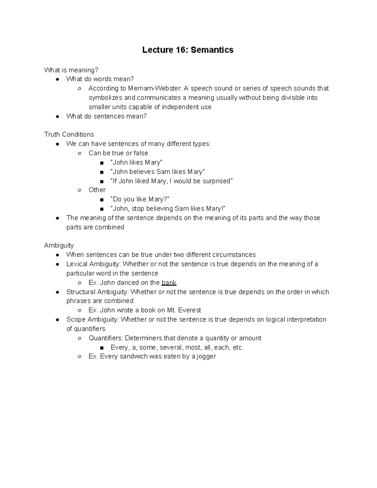 Intro To Linguistics Jelena Krivokapić Lecture 16 Semantics Lecture 16 Semantics What Is