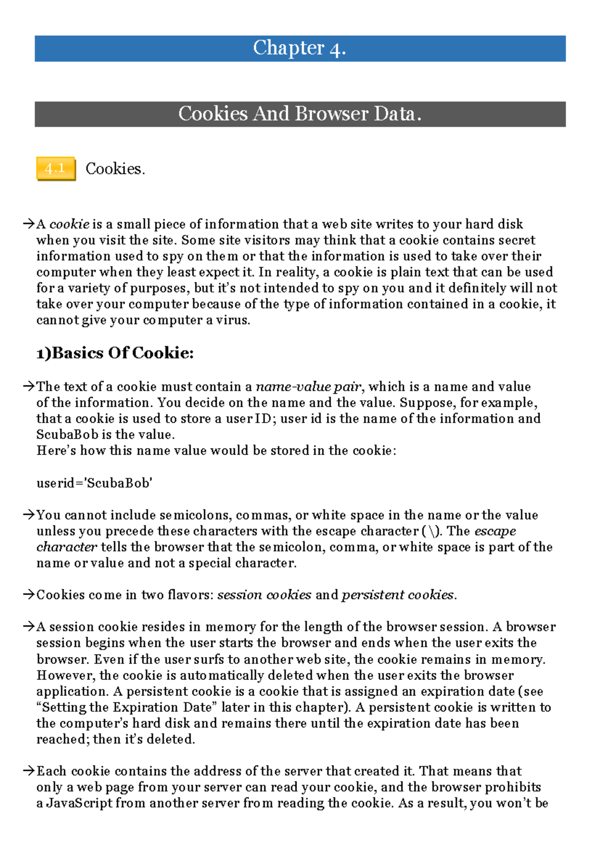 Cookies in Css Msbte - Summary Computer Engineering - Chapter 4 ...