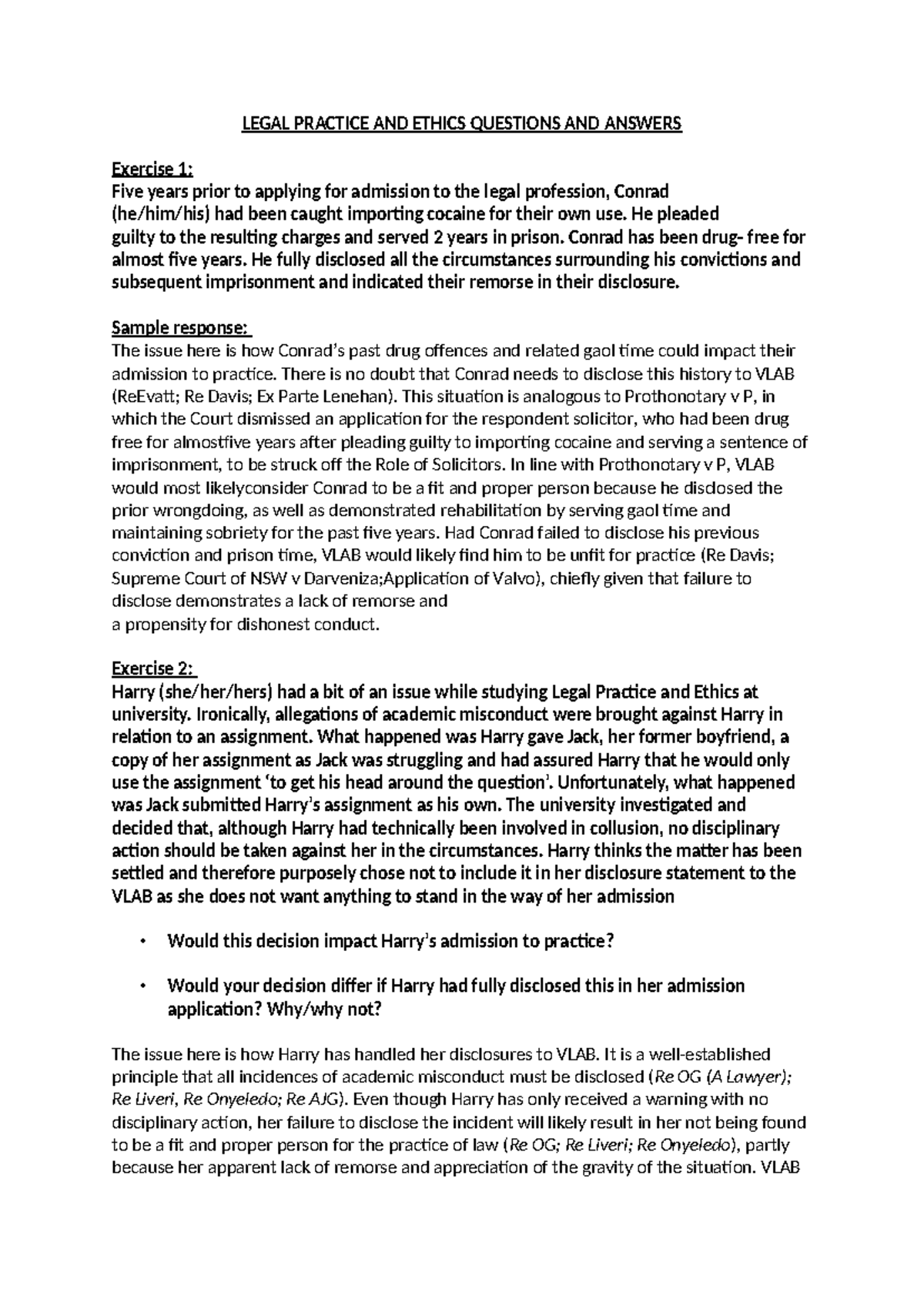 Legal Practice AND Ethics Questions AND Answers - LEGAL PRACTICE AND ...