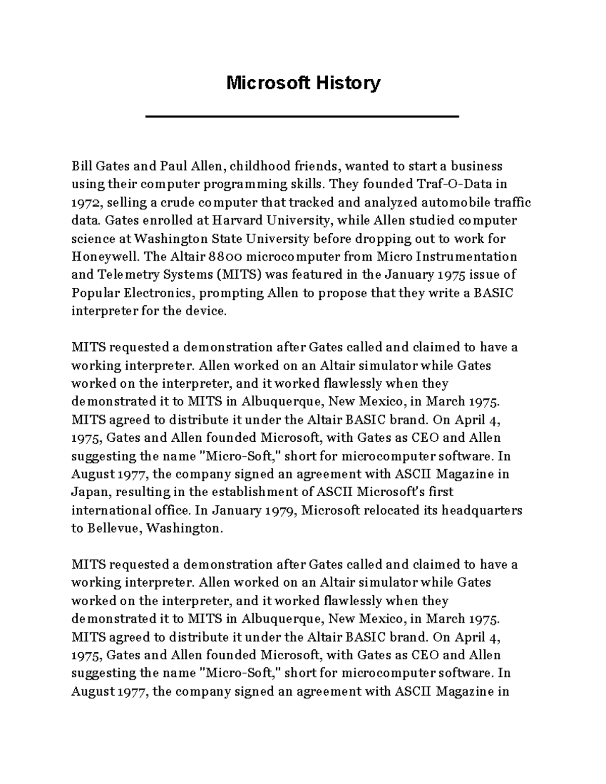 Microsoft History - Google Docs - Microsoft History ...