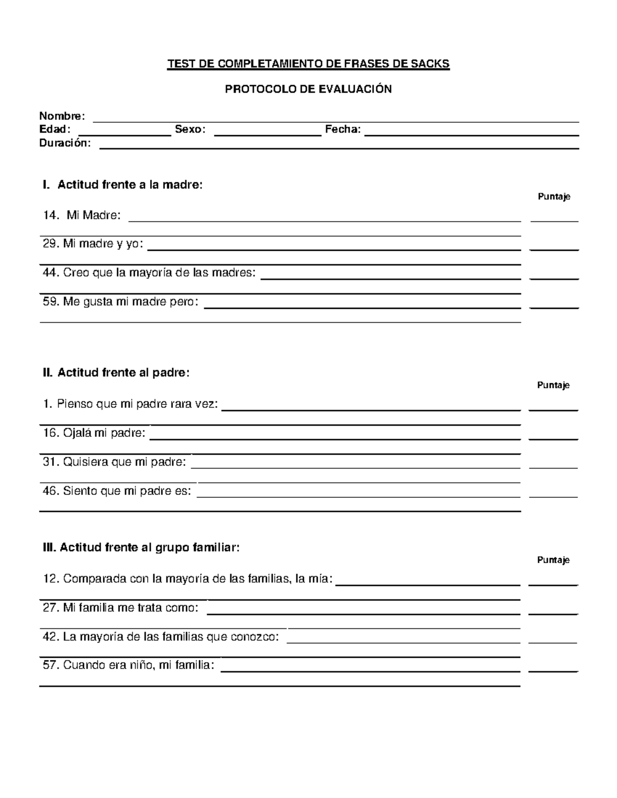 Test de Sacks (hoja corrección) - TEST DE COMPLETAMIENTO DE FRASES DE ...