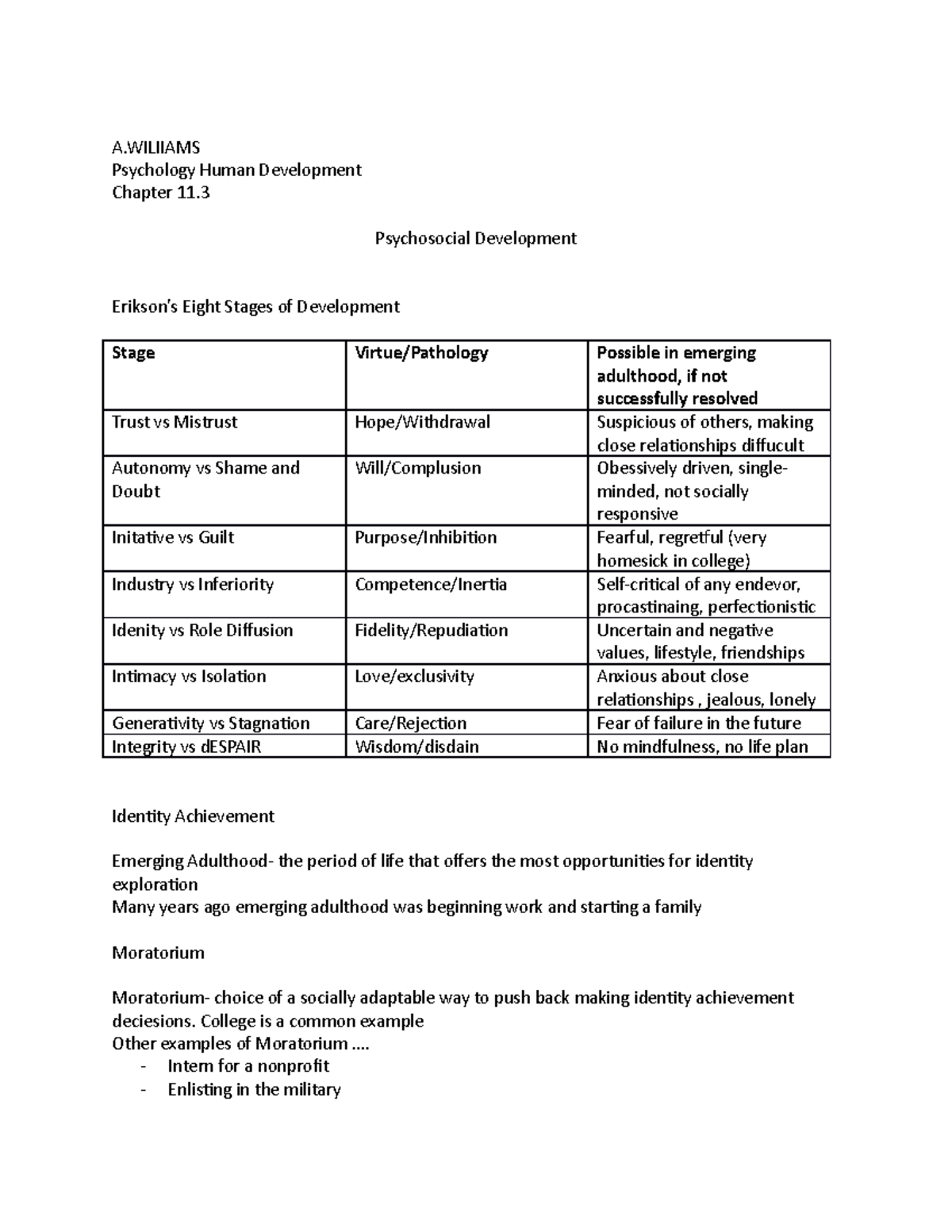 Chapter 11 - A Psychology Human Development Chapter 11. Psychosocial ...