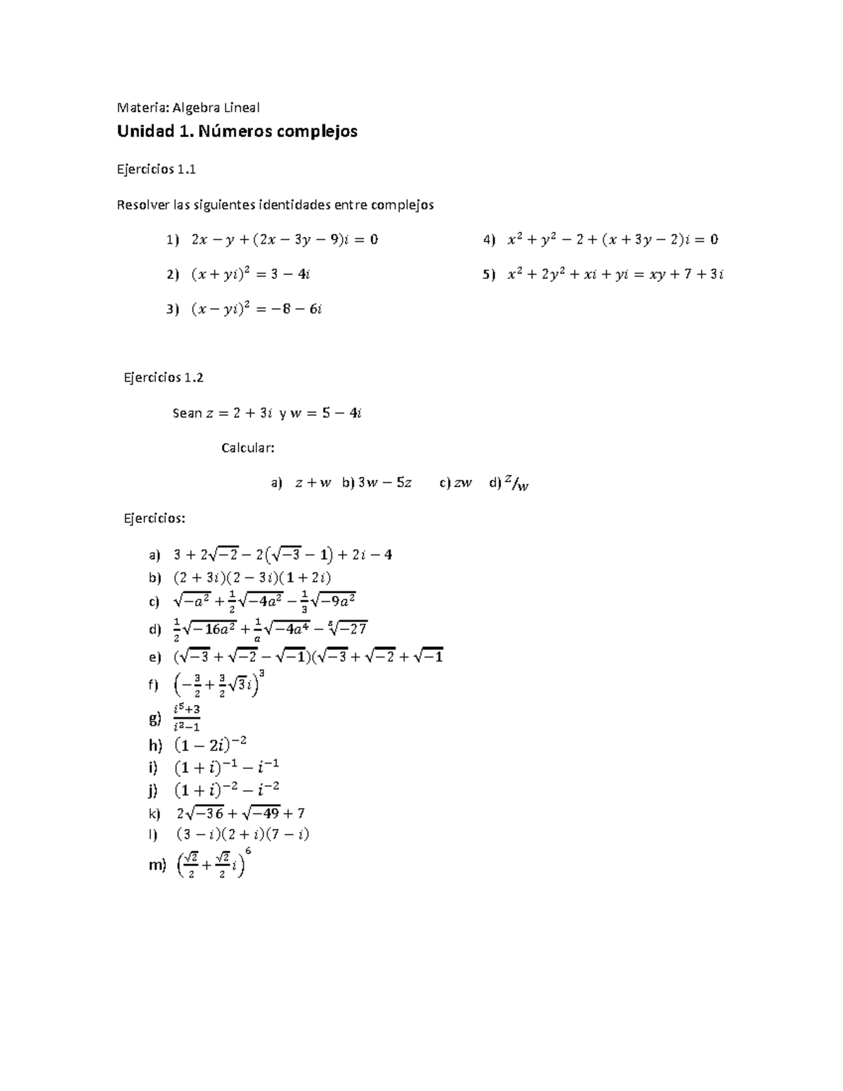 01 - Operaciones fundamentales ALGEBRA AVANZADA 1 - Materia: Algebra ...
