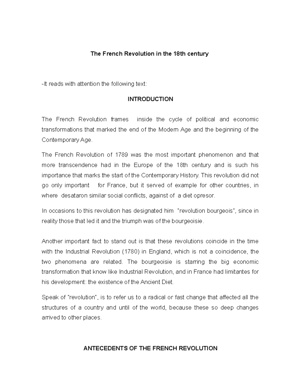 The French Revolution in the 18th century - The French Revolution of ...